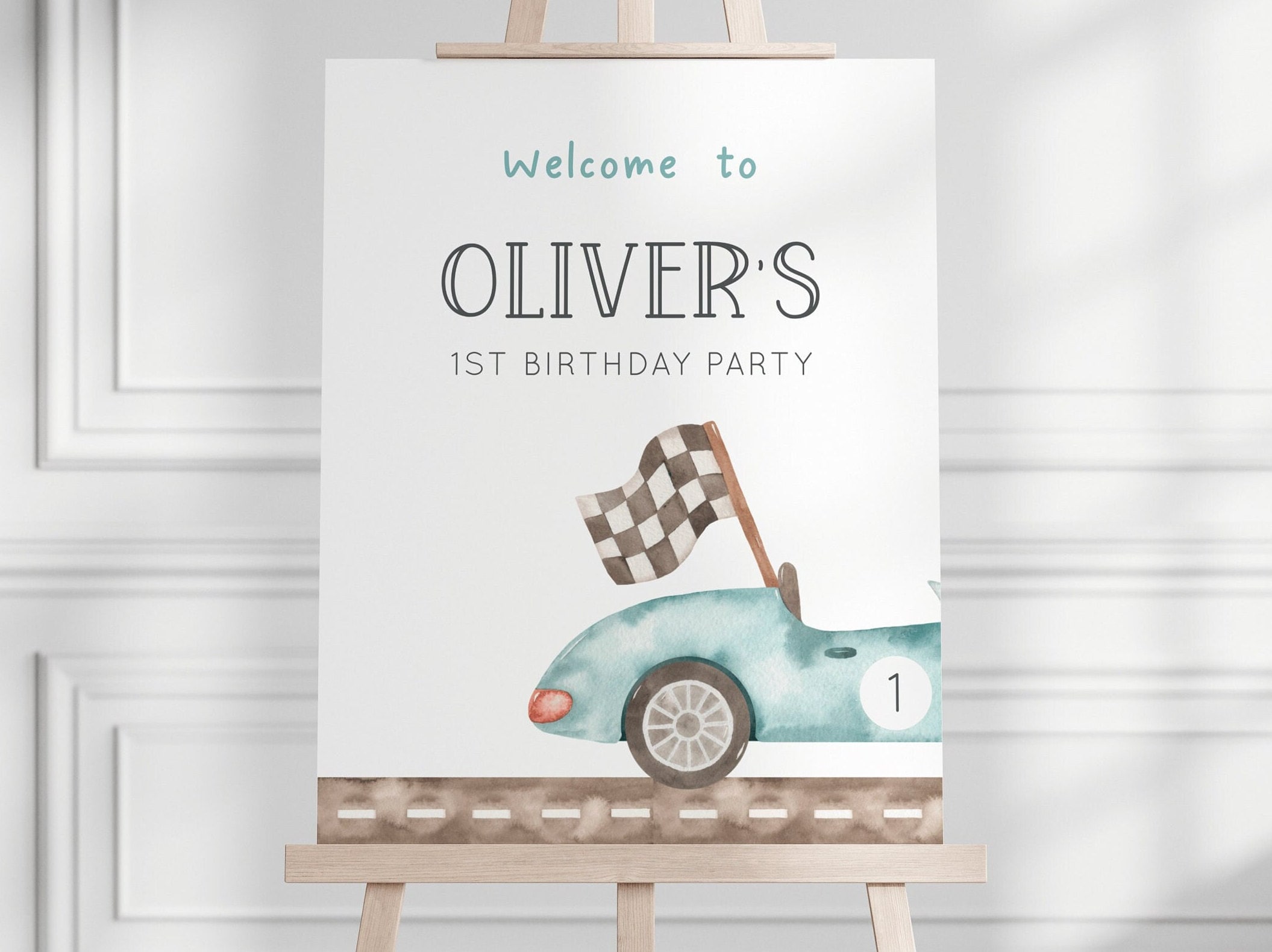 Editable Car Birthday Welcome Sign Fast ONE Racing Birthday - Etsy