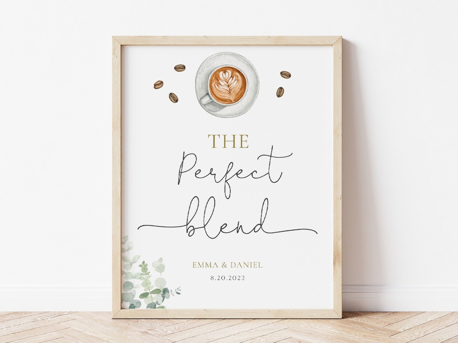 The Perfect Blend Sign, Editable Greenery Coffee Bridal Shower Table ...