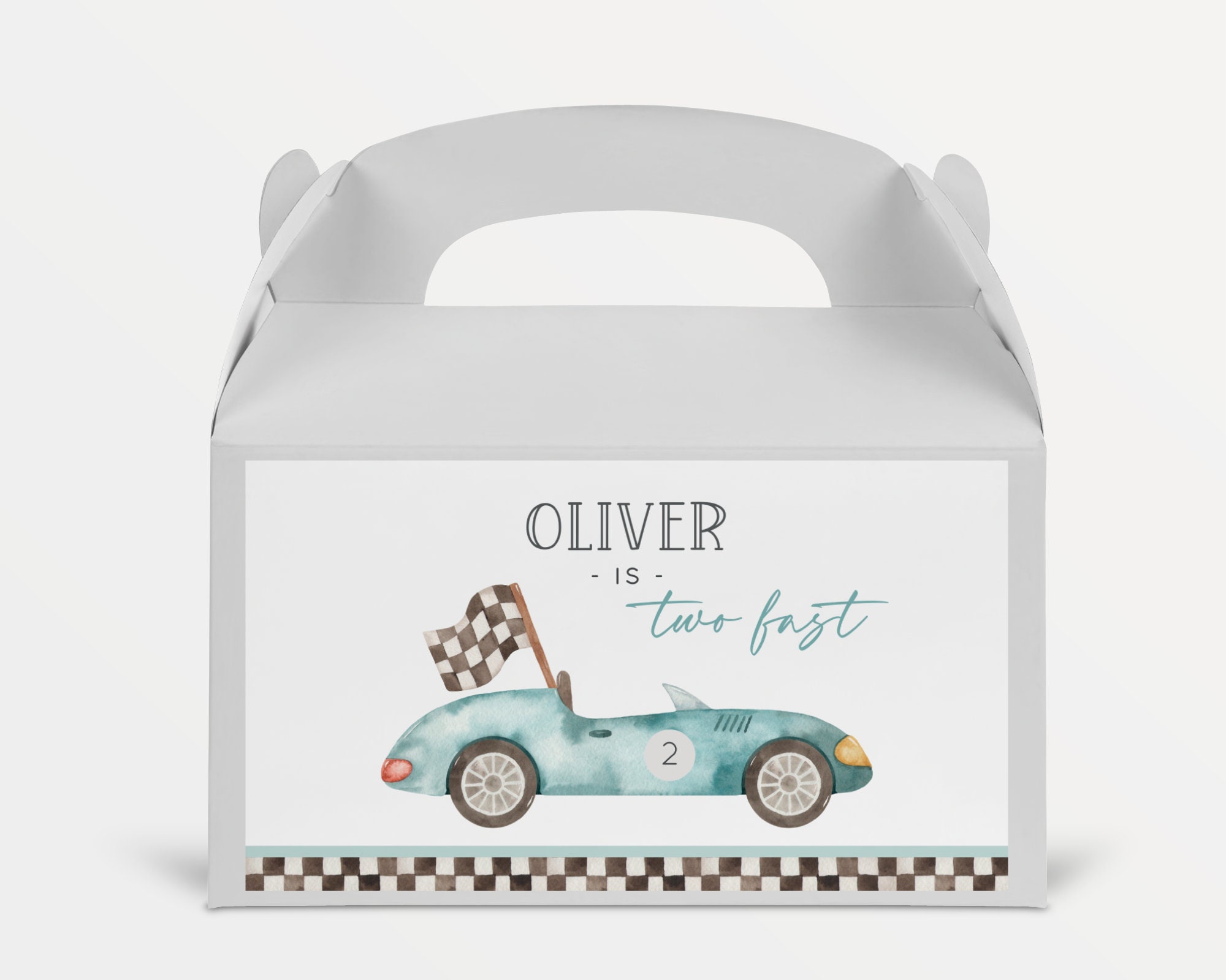 TWO Fast Gable Box Label Editable Template Blue Car Gable - Etsy