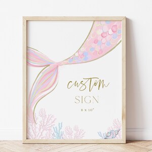 Editable Mermaid Water Bottle Label, Pink Mermaid Birthday Decor, Under ...