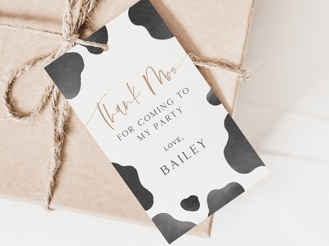 Editable Cow Birthday Thank You Tag, Holy Cow B'day Favors Tag ...