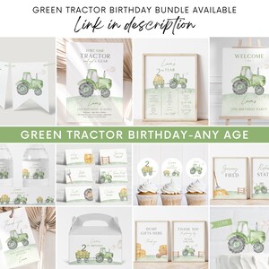 Editable Tractor Birthday Invitation Template, Any Age Green Tractor B ...