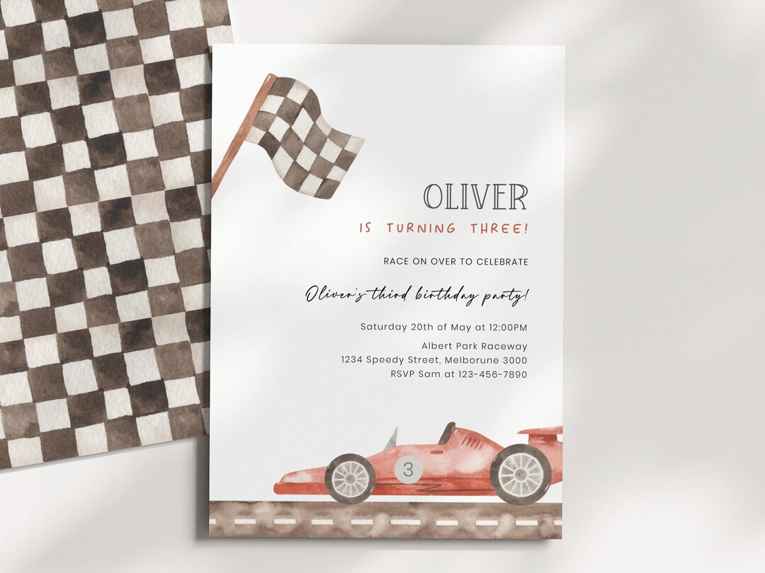 Race Car Invitation Editable Template Racing Birthday - Etsy