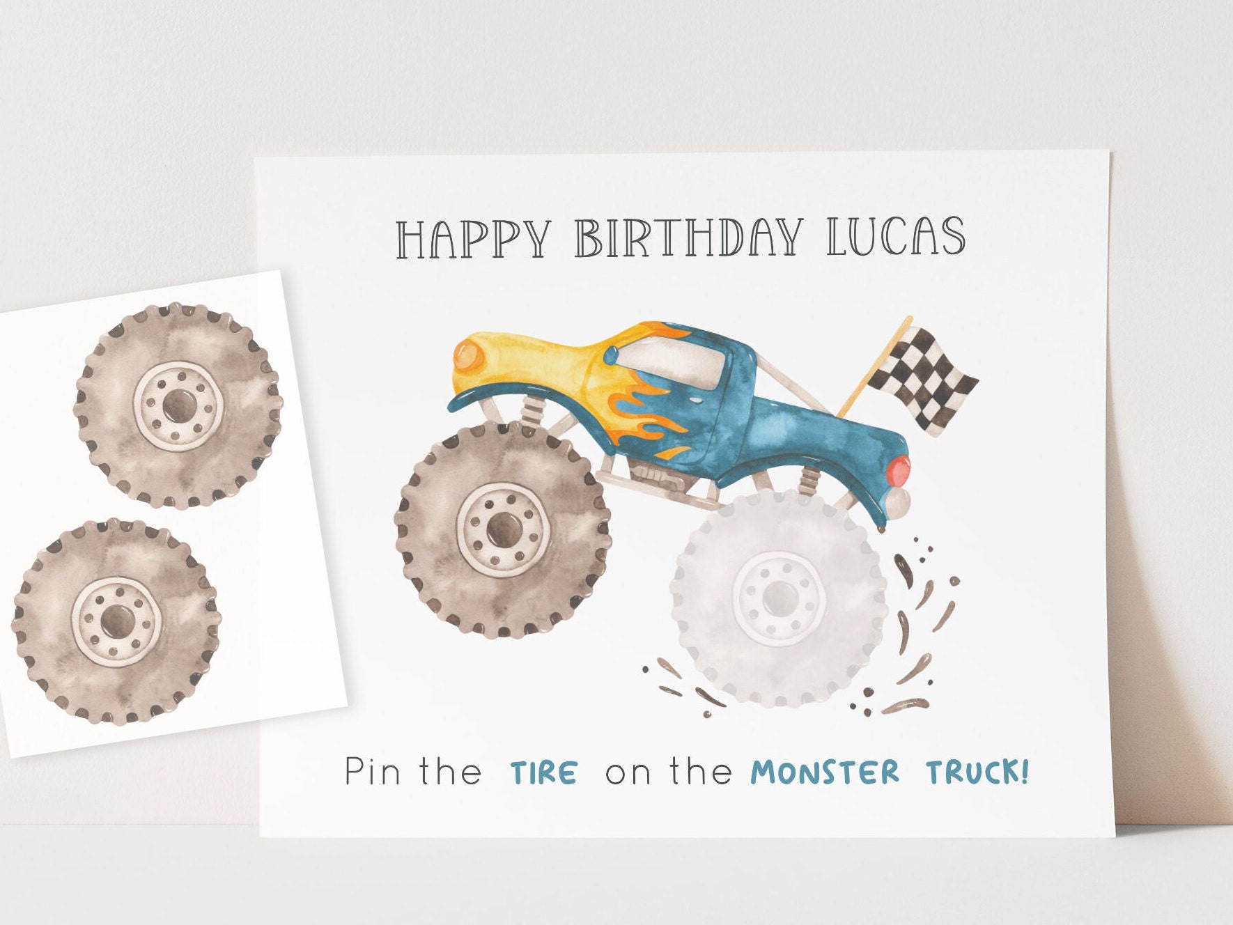 Editable Monster Truck Favor Box Label Monster Truck Birthday - Etsy