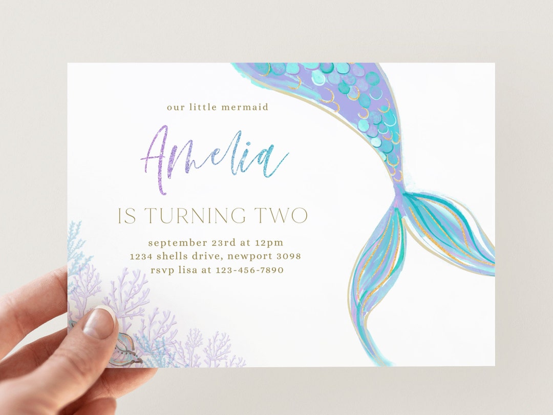 Editable Mermaid Invitation, Any Age Birthday Mermaid Party Invitation ...