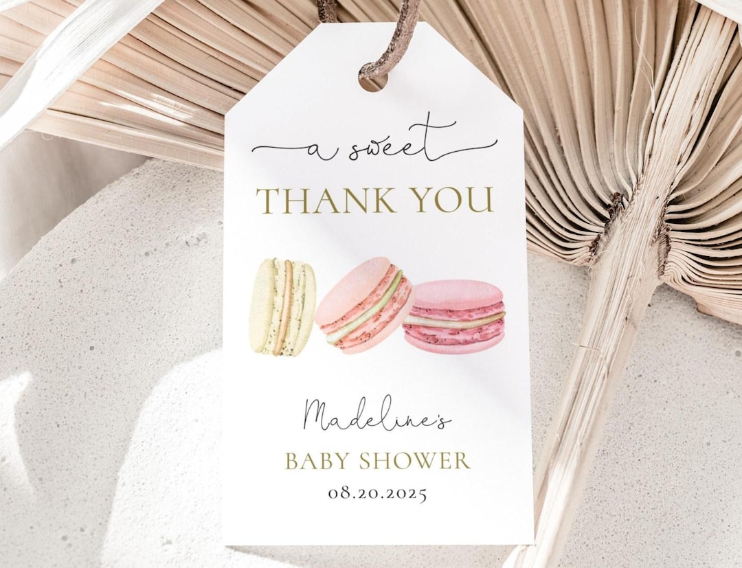 A Sweet Thank You Macaron Bridal Shower Tag, Editable Macaroon Thank ...