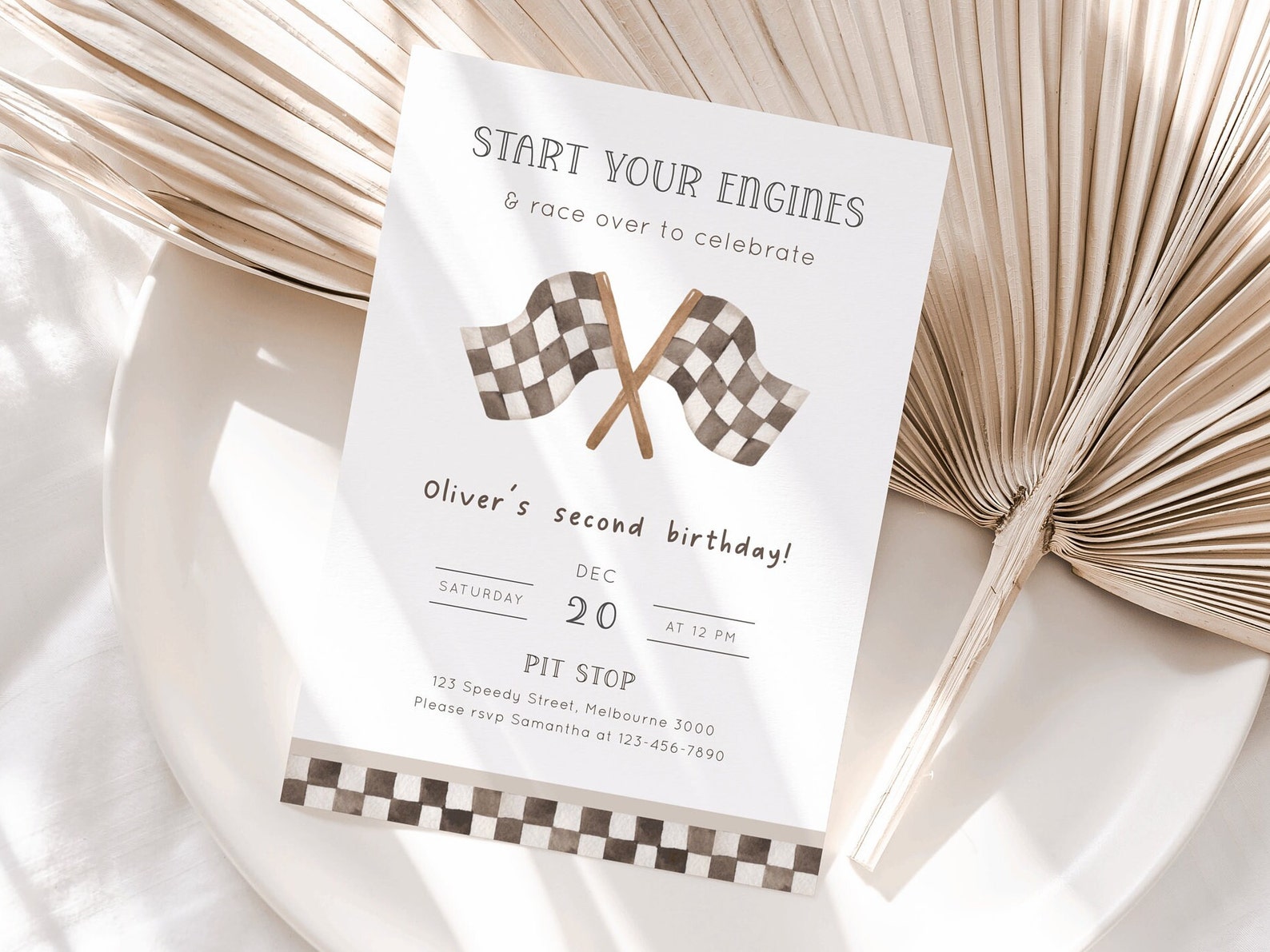 Any Age Racing Invitation, Race Flags Birthday Party Invite, Racing ...