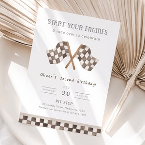 Any Age Racing Invitation, Race Flags Birthday Party Invite, Racing ...