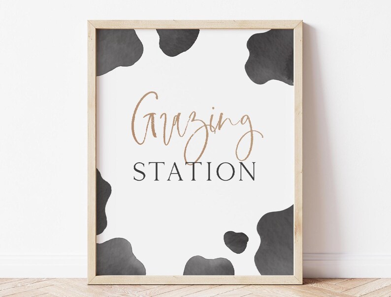 Cow Grazing Station Sign, Editable Holy Cow Birthday Party Decor, Farm ...