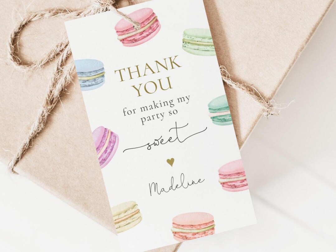 Editable Macarons Thank You Tag, Sweet Celebration Party Favors Tag ...