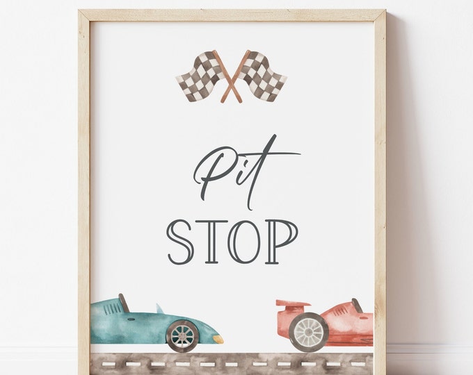 Pit Stop Party Sign, Race Car Birthday Party, Die Cut Party Sign, Pit ...