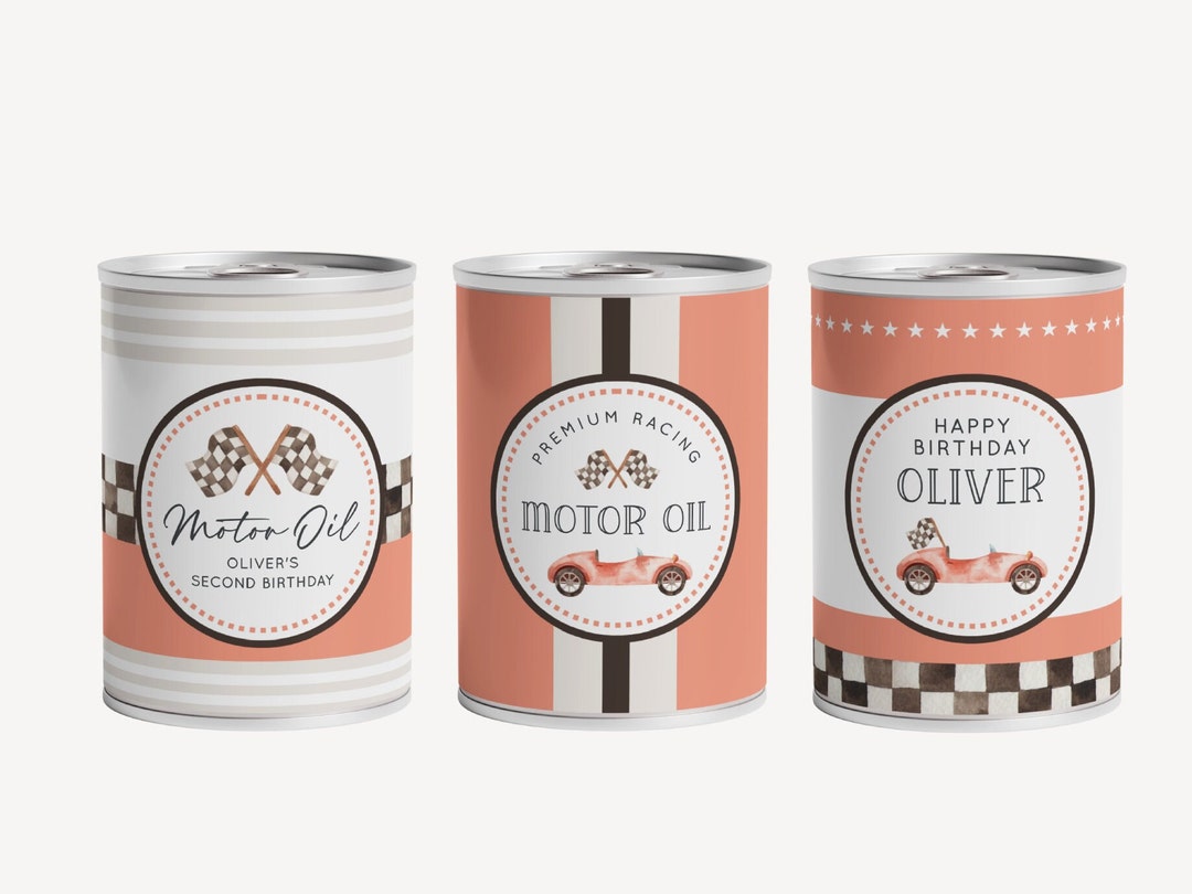 Editable Racing Motor Oil Can Wrapper, Vintage Red Car Motor Oil Tin ...