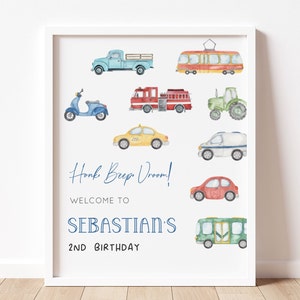 Editable Transportation Welcome Sign, Transport Vehicle B'day Party ...