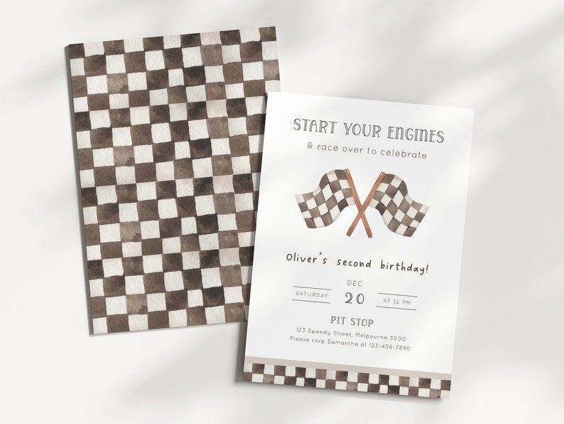 Any Age Racing Invitation Race Flags Birthday Party Invite - Etsy