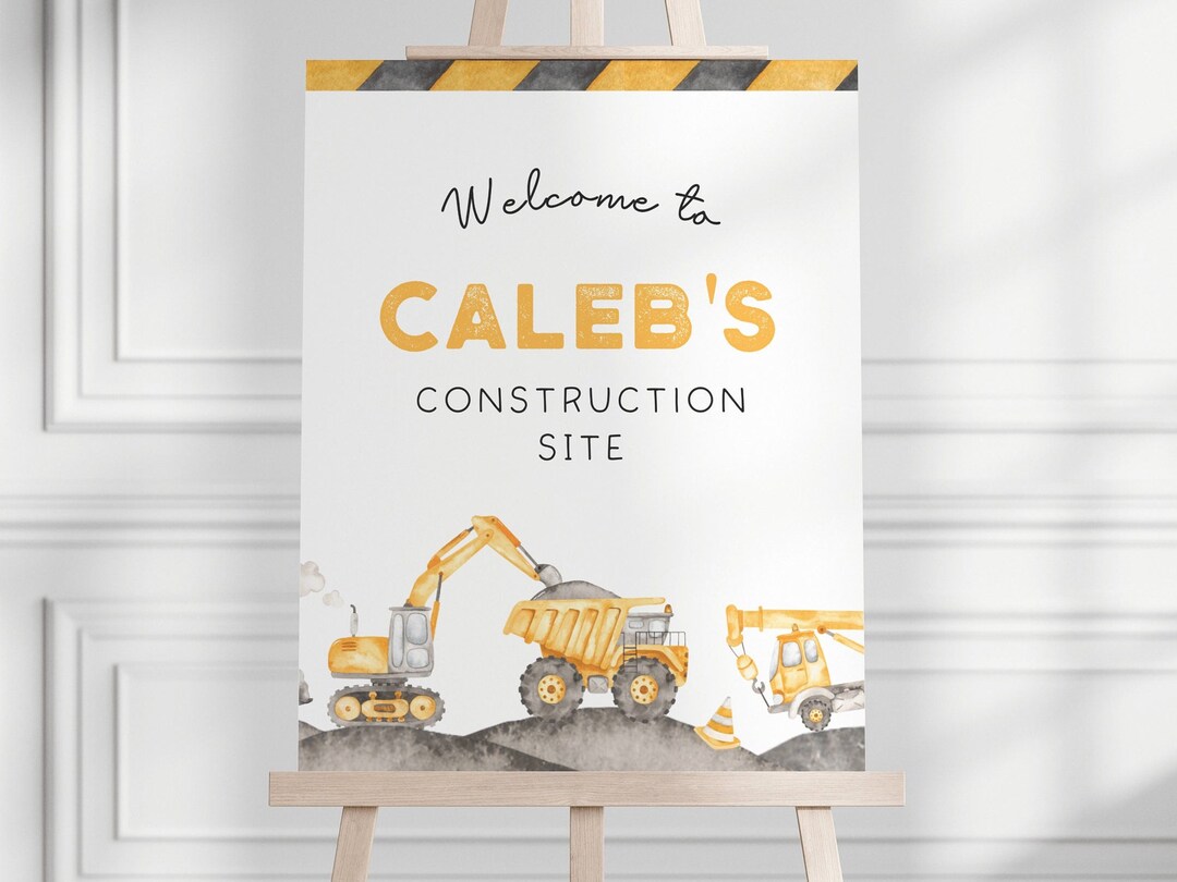 Editable Construction Welcome Sign Construction Truck Party - Etsy
