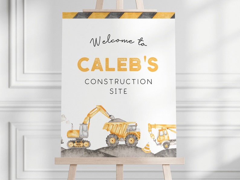 Editable Construction Welcome Sign Construction Truck Party - Etsy