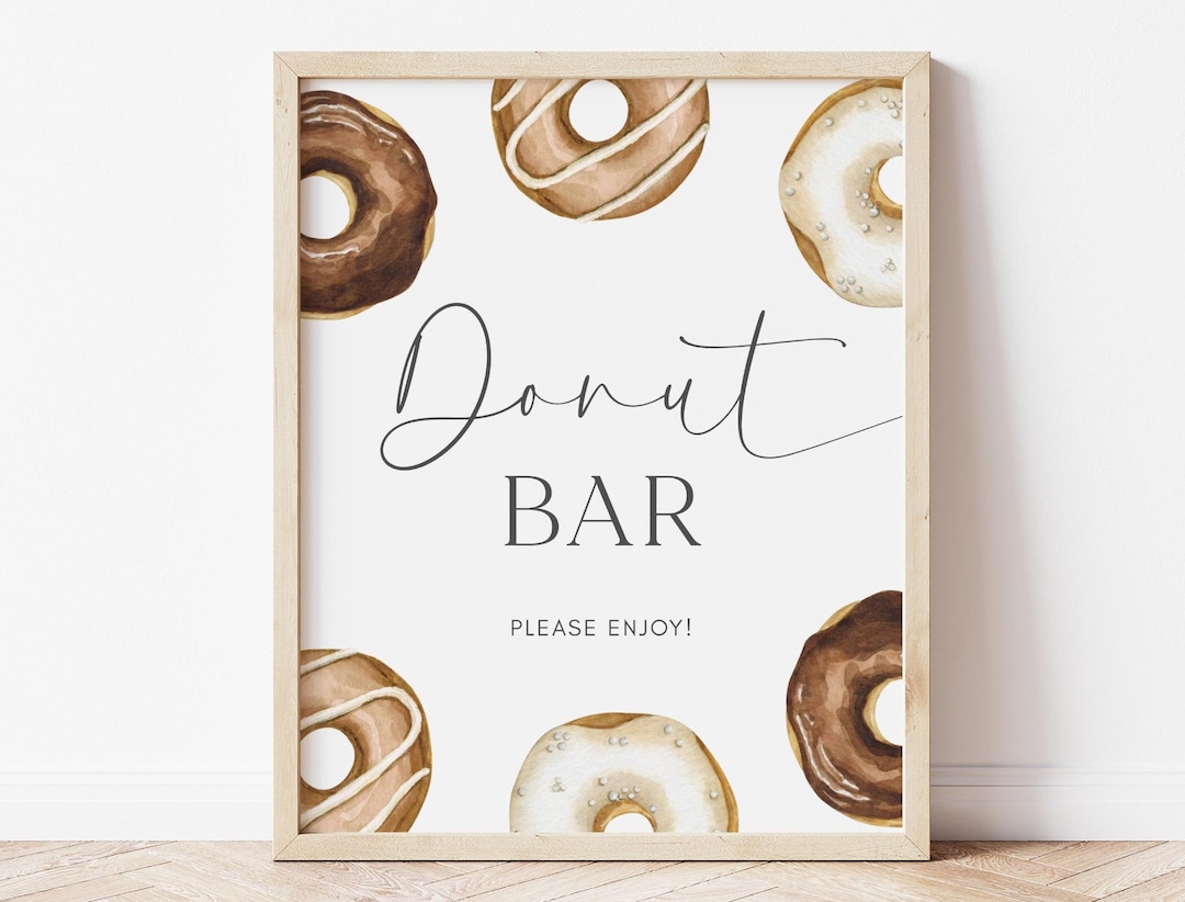Editable Donut Bar Sign, Minimalist Donut Baby Shower Table Sign ...