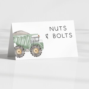 Construction Party Food Tents Labels, Editable Muted Construction ...