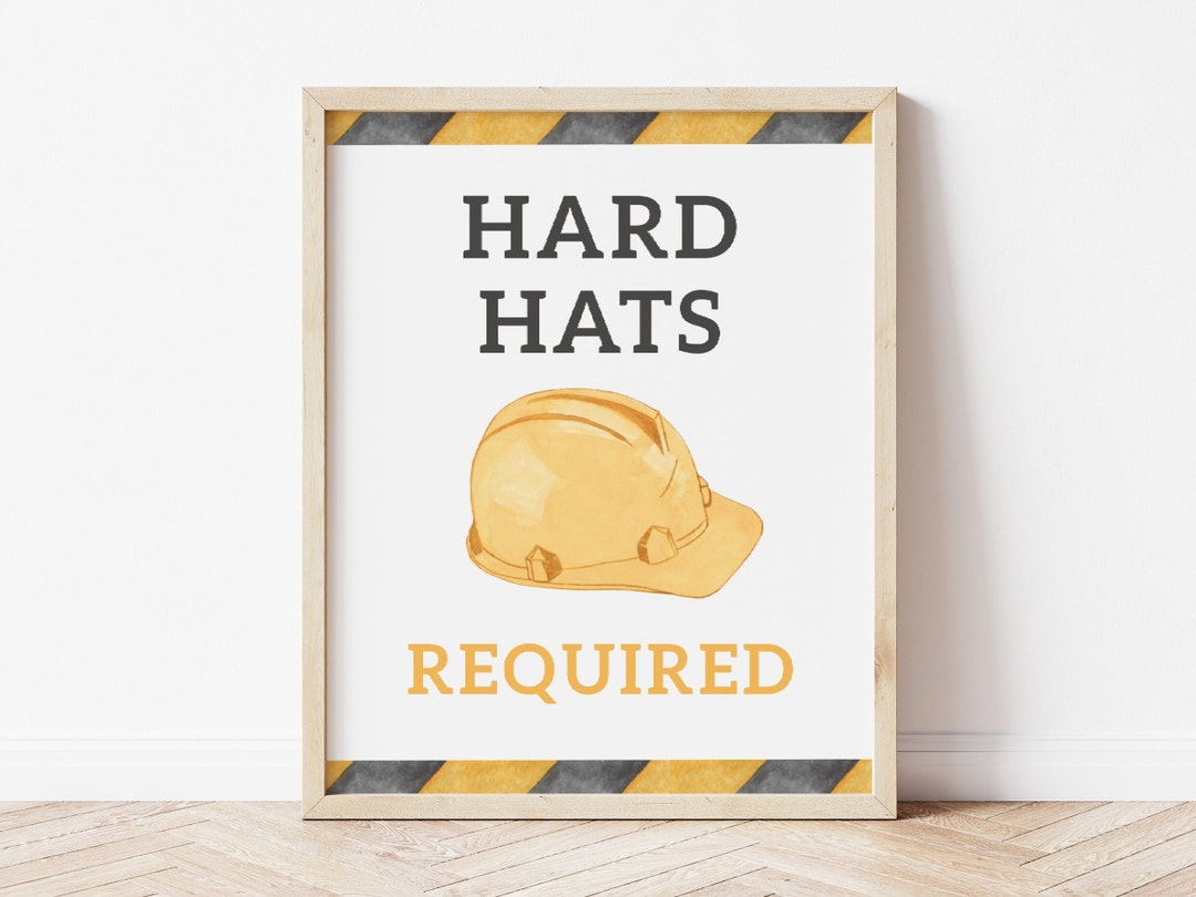 Construction Hard Hats Sign, Editable Hard Hats Required Sign ...