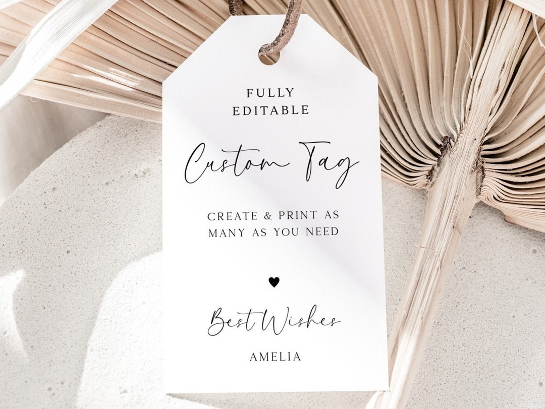 Editable Custom Tag, Minimalist Rectangle Favor Tag Template, Instant ...