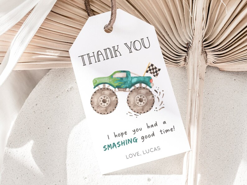 Editable Monster Truck Favor Tag Monster Truck Birthday - Etsy