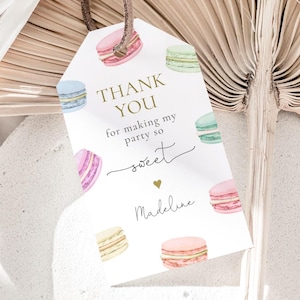 Editable Macarons Thank You Tag, Sweet Celebration Party Favors Tag ...