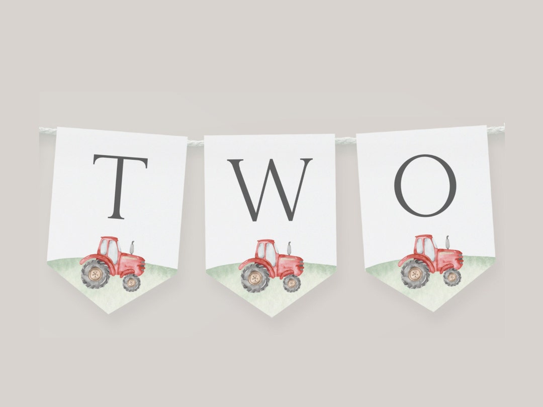Editable Tractor High Chair Banner, Any Age Red Tractor B'day Party ...
