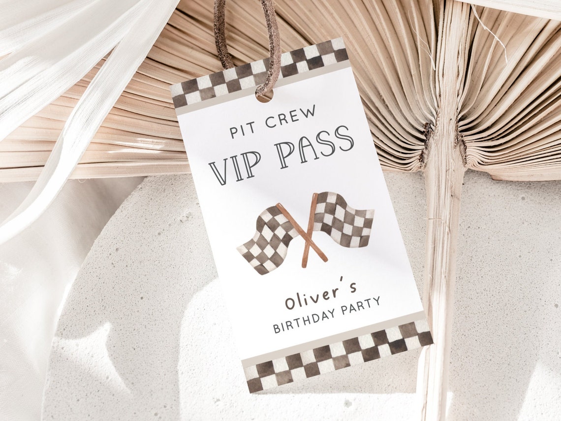 Racing Pit Crew Pass, Editable Template, Racing Car Birthday Party Tag ...