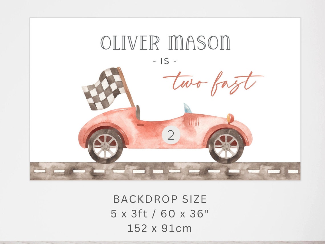 Editable TWO Fast Wall Banner Race Car Birthday Banner Red - Etsy