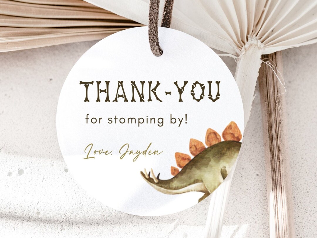 Editable Dino Gift Tag, Dinosaur Birthday Party Decor, Stegosaurus Bday ...