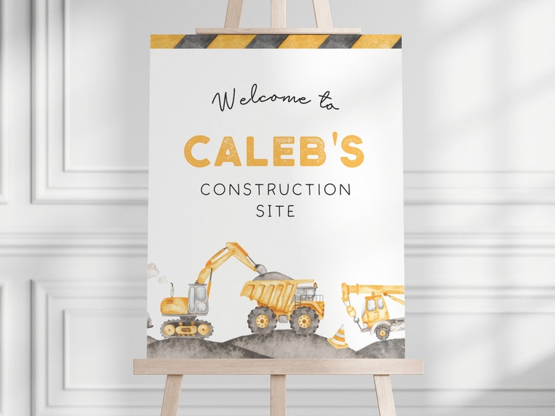 Editable Construction Welcome Sign Construction Truck Party - Etsy