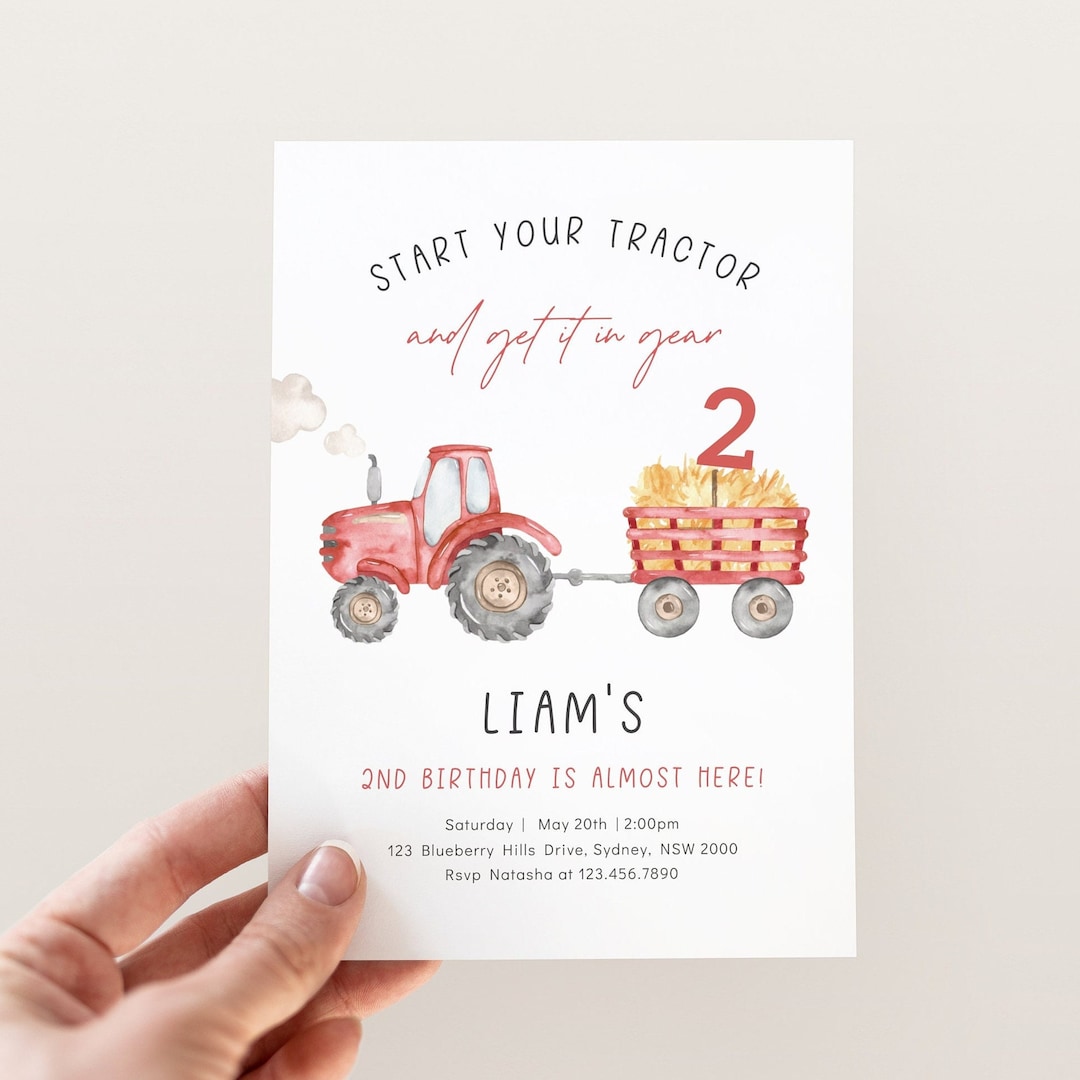 Editable Red Tractor Birthday Invitation, ANY AGE Red Farm Tractor B ...