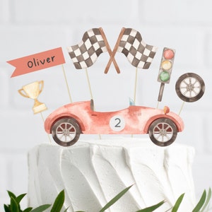 Racing Cake Toppers, Editable Red Car Cake Decoration, Printable Red ...