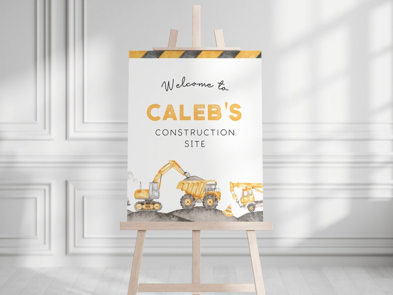 Editable Construction Welcome Sign Construction Truck Party - Etsy