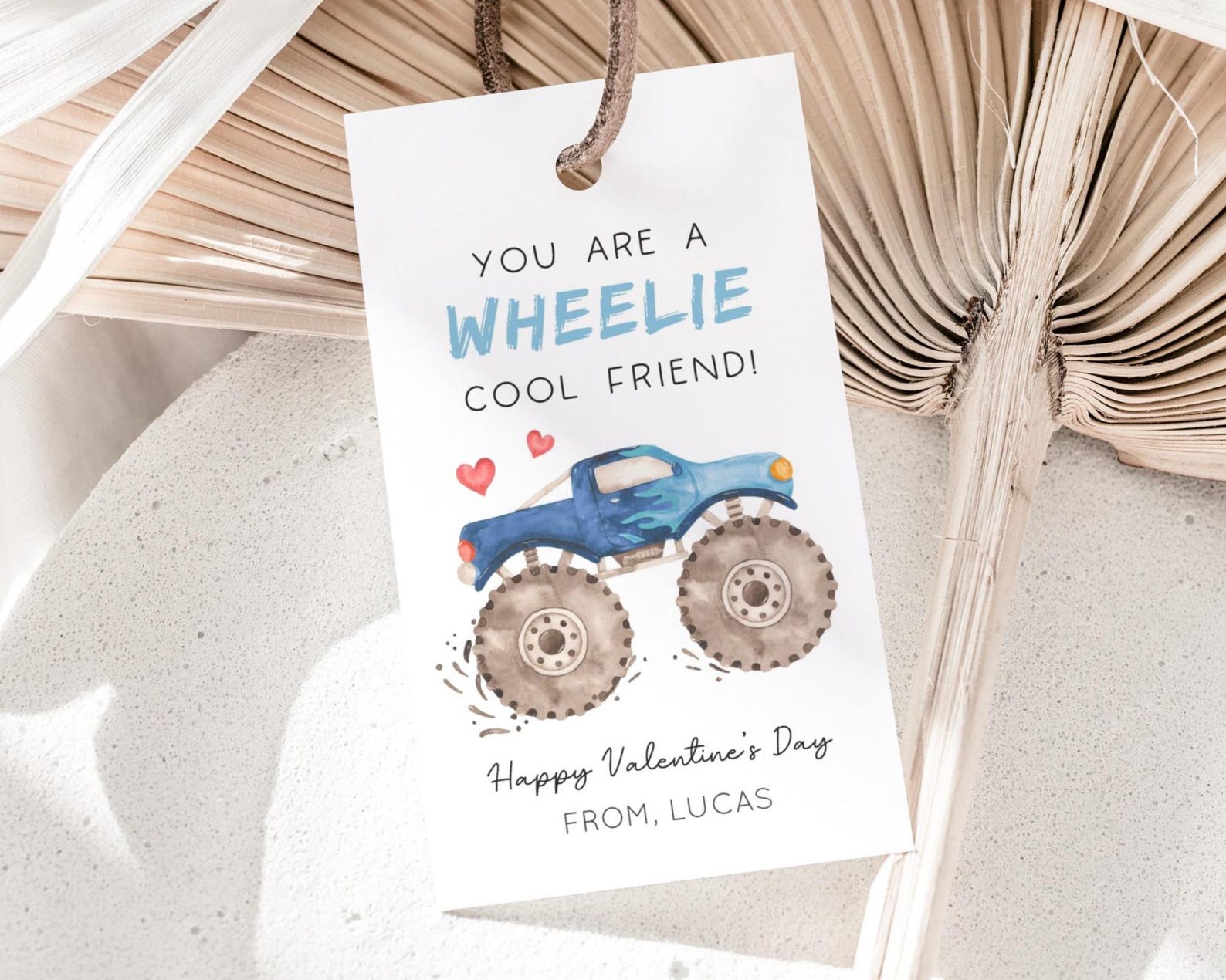 You're A Wheelie Cool Friend Valentine's Day Tag, Editable Monster ...