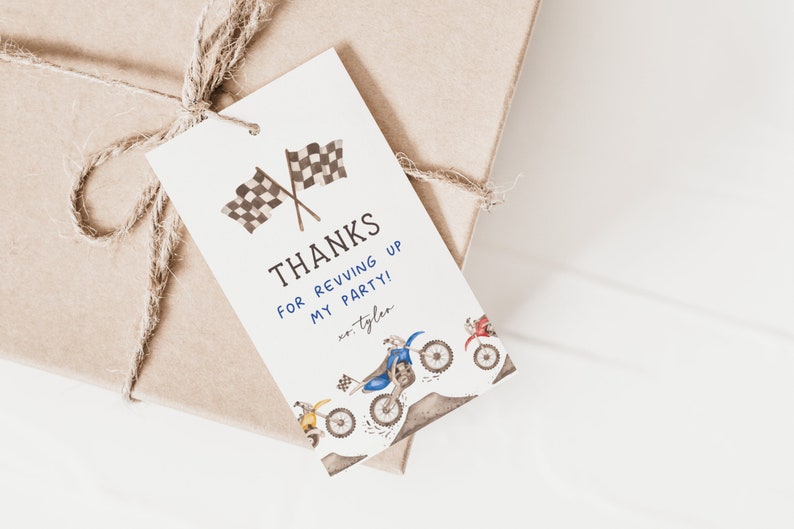 Editable Dirt Bike Thank You Tag Motocross Racing Gift Tag - Etsy