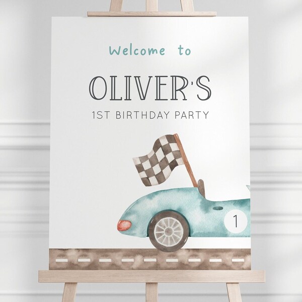 Blue Race Car Birthday Theme Decor - Etsy