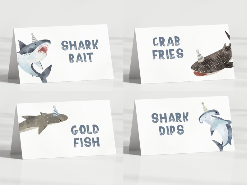 Editable Sharks Food Tents Sharks Birthday Party Decoration - Etsy