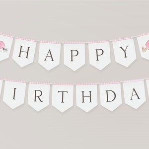 Pink Barn Happy Birthday Banner, Editable Girl Farm Animals B'day Party ...
