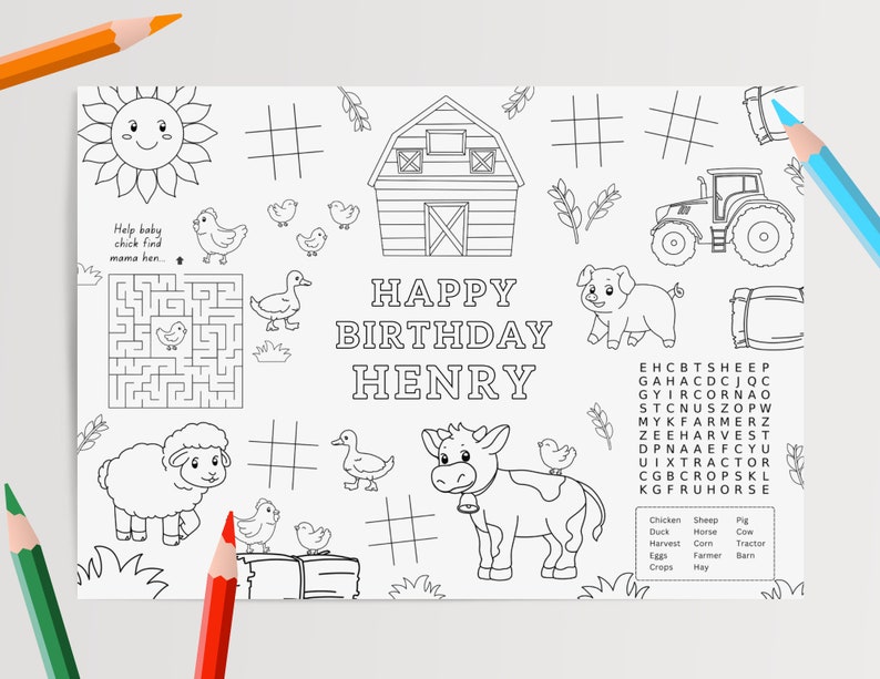 Editable Farmyard Activity & Coloring Page, Printable Kids Barn Farm ...