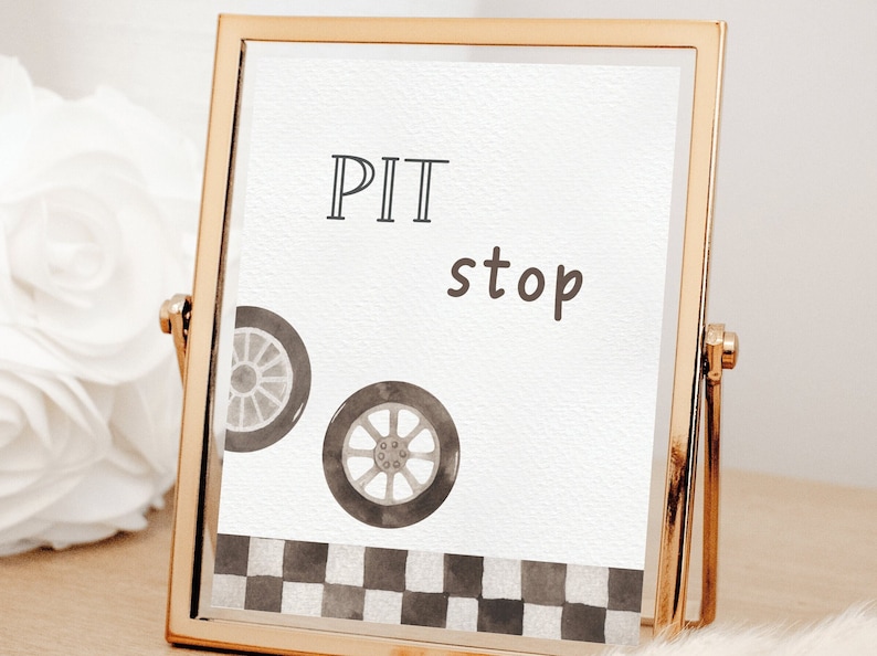 Race Car Party Signs, Editable Table Decoration, Pit Stop + Refueling ...