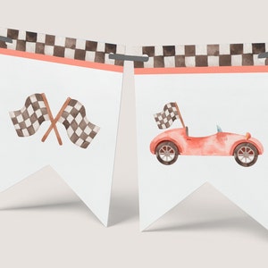 Editable TWO Fast Wall Banner, Race Car Birthday Banner, Red Vintage ...