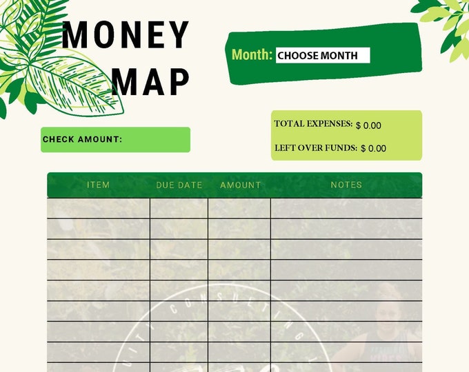 Money Map: Fillable Budget Planner - Etsy