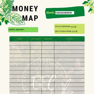 Money Map: Fillable Budget Planner - Etsy
