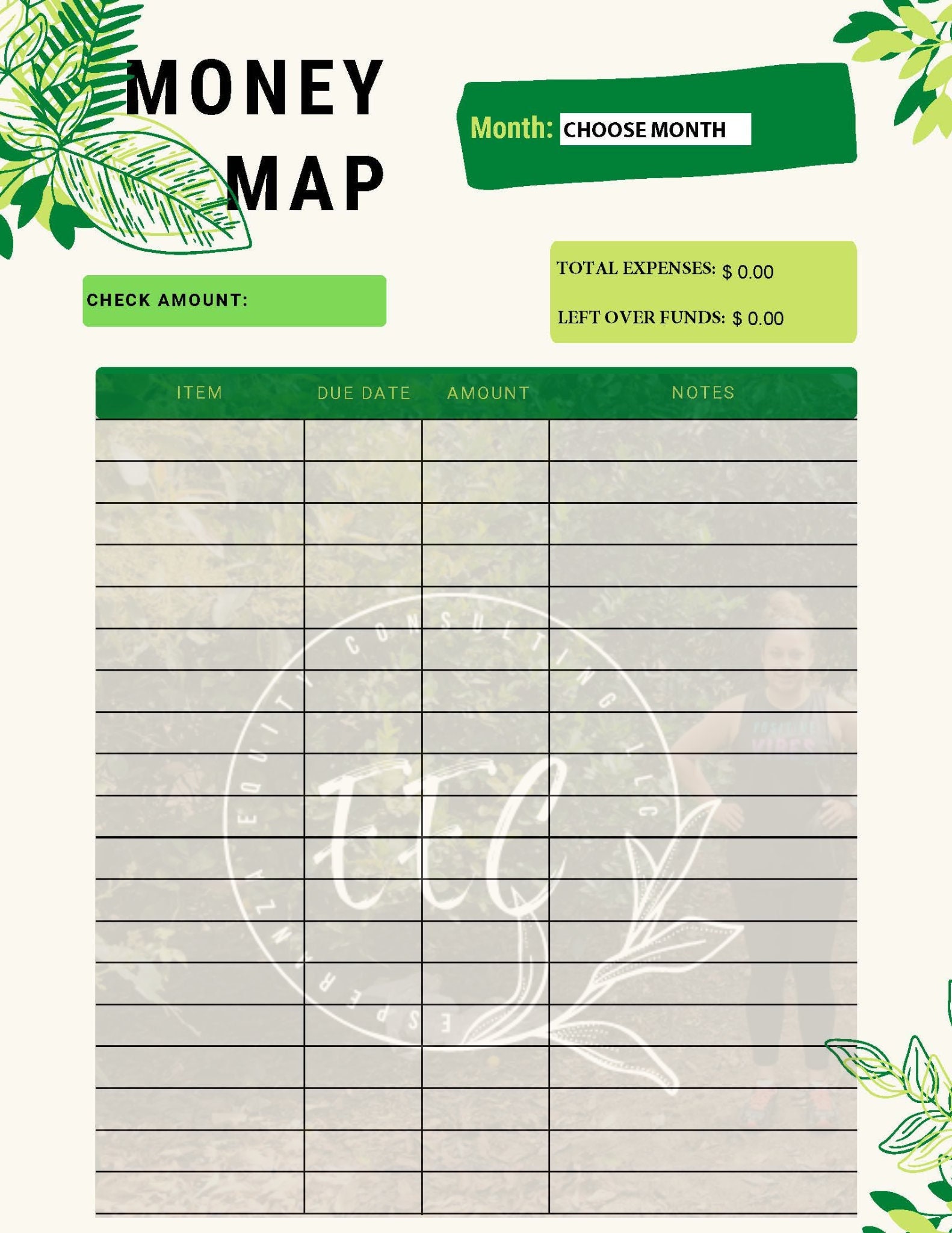 Money Map: Fillable Budget Planner - Etsy