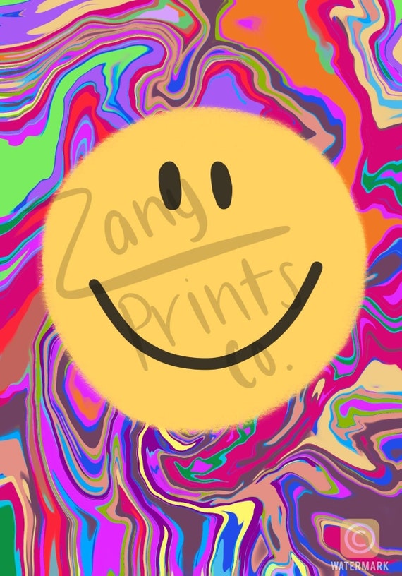 Trippy Smiley Face Print PNG/JPEG/PSD File - Etsy