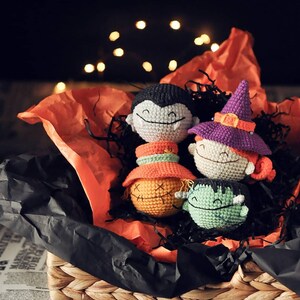 Halloween Crochet Patterns, Set of 4 Halloween Amigurumi Patterns ...