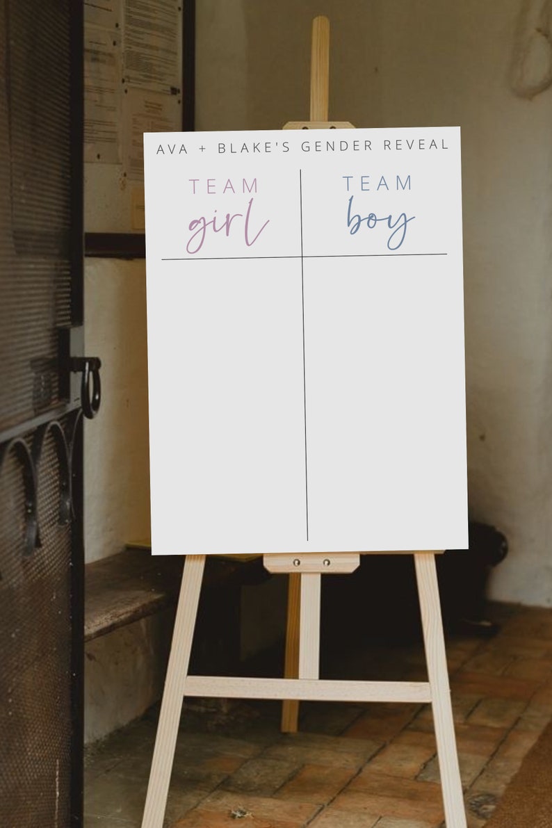 Gender Guess Board | Team Girl or Team Boy | Gender Reveal Party / Baby ...