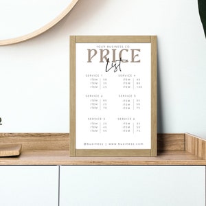 Price List / Services Menu Downloadable Customizable Templates - Etsy