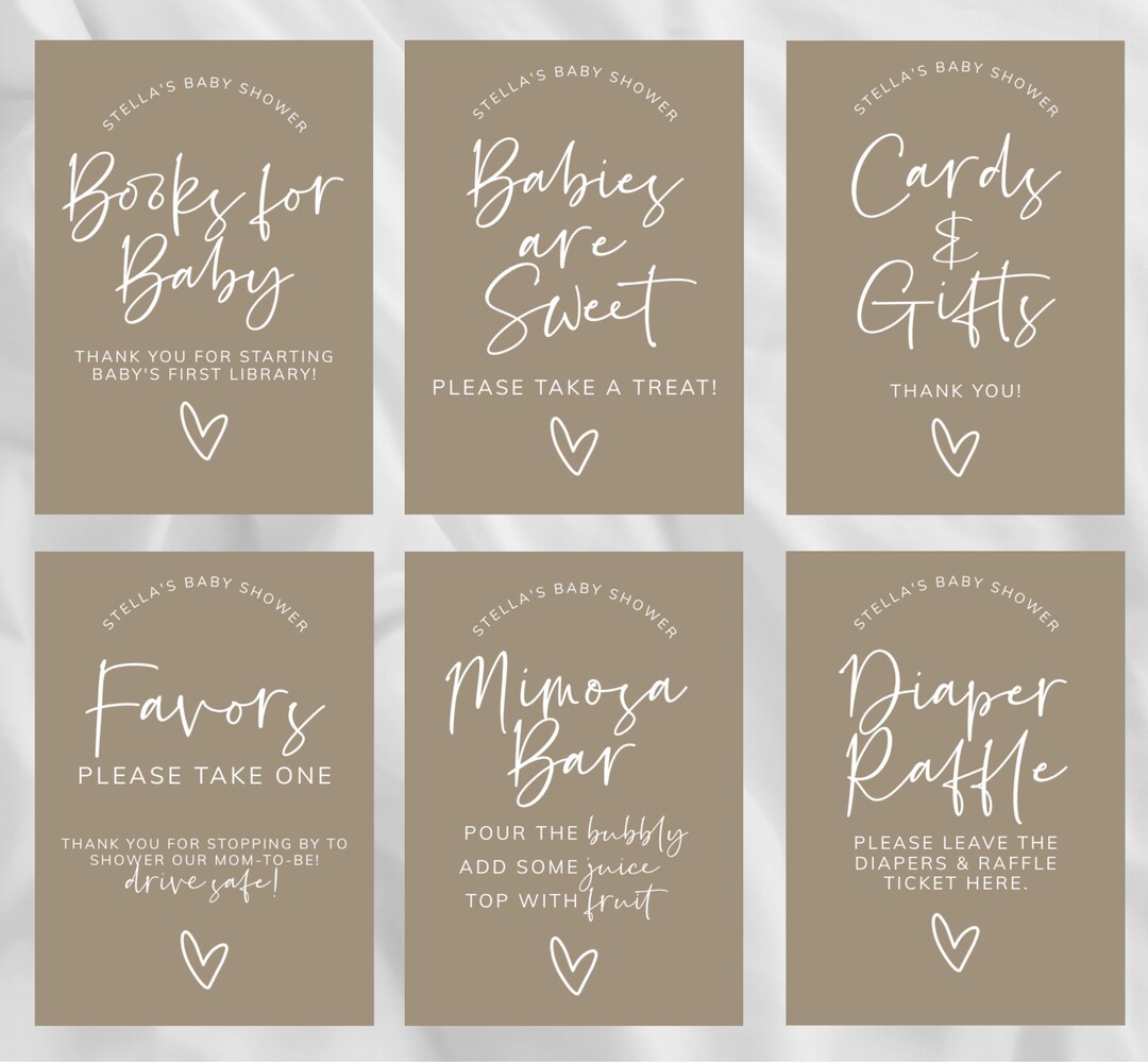 Baby Shower Table Signs Set / Bundle - Downloadable + Customizable ...